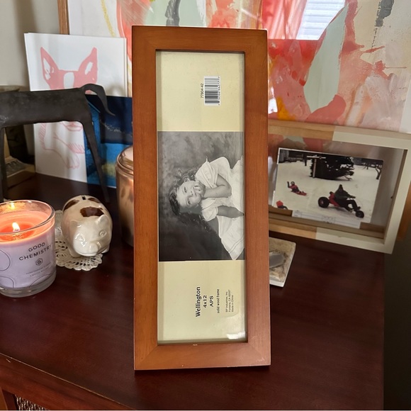 Accents | Rectangle 4x12 Wood Table Top Picture Frame With Glass Cognac ...
